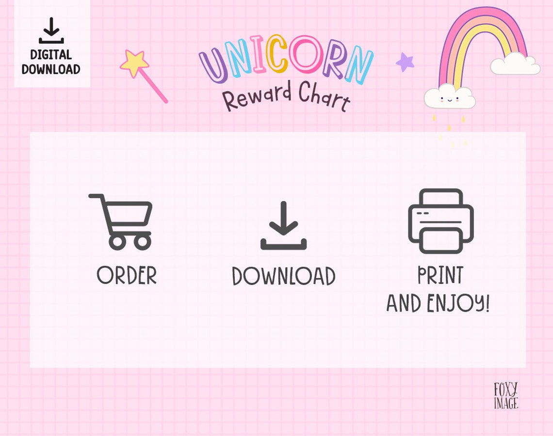 Printable Unicorn Reward Chart, Unicorn Behavior Chart, Toddler ...