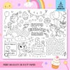 Birthday Unicorn Color Sheet Coloring Placemat for Kids, Modern ...
