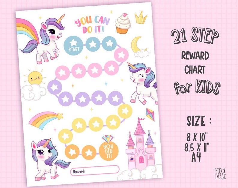 Printable Unicorn Reward Chart, Unicorn Behavior Chart, Toddler ...