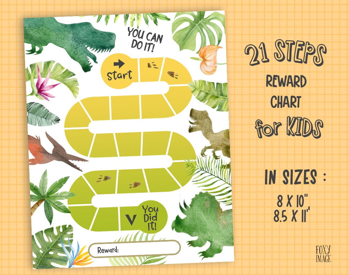 Printable Dinosaur Reward Chart, Dinosaur Behavior Chart, Toddler ...