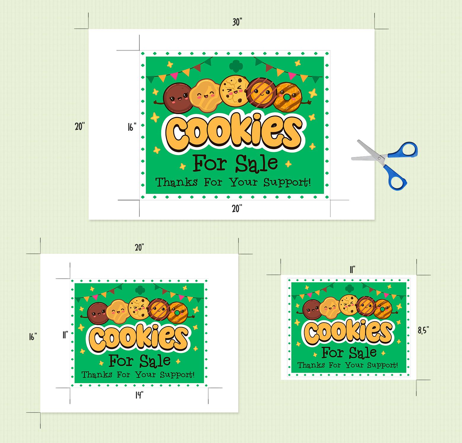 Cookie Booth Decor, Cookies Sold Here, Printable Cookie Stand Sign ...