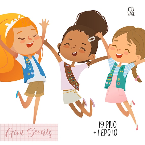 Junior Girl Scout Clip Art Girl Scout Day Sticker Collections Vector