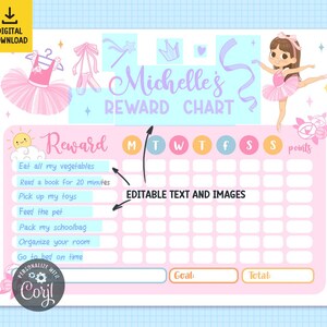 Editable Ballerina Reward Chart, Ballerina Behavior Chart, Toddler ...