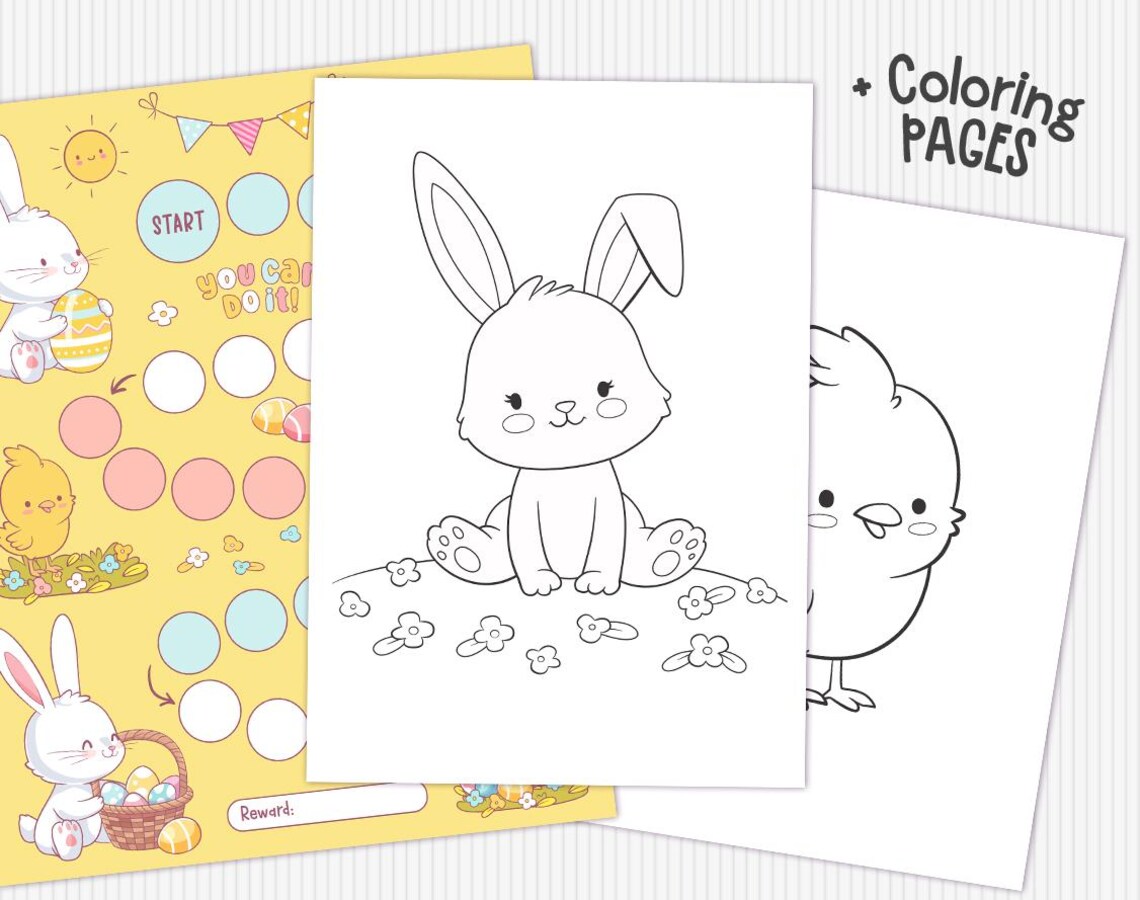 Yellow Bunny Potty Training Chart – Spring Motivational Tracker for ...
