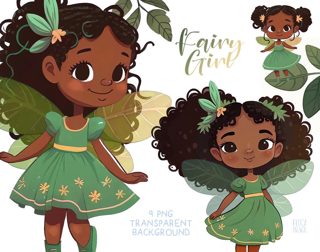 Fairy Girl, Black Girl, Fairy PNG, Little Fairy Clipart, Fairy Wings ...