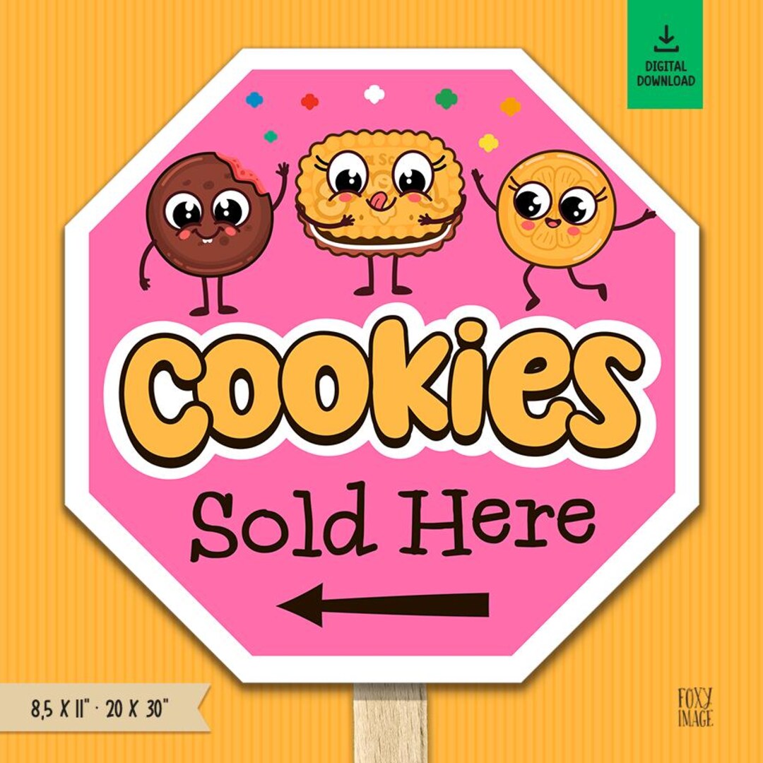 Cookies STOP Sign, Cookie Booth Yard Sign, Digital Cookie Stand, Cookie ...