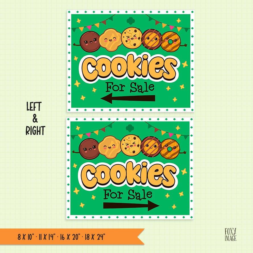 Cookie Booth Decor, Cookies Sold Here, Printable Cookie Stand Sign ...