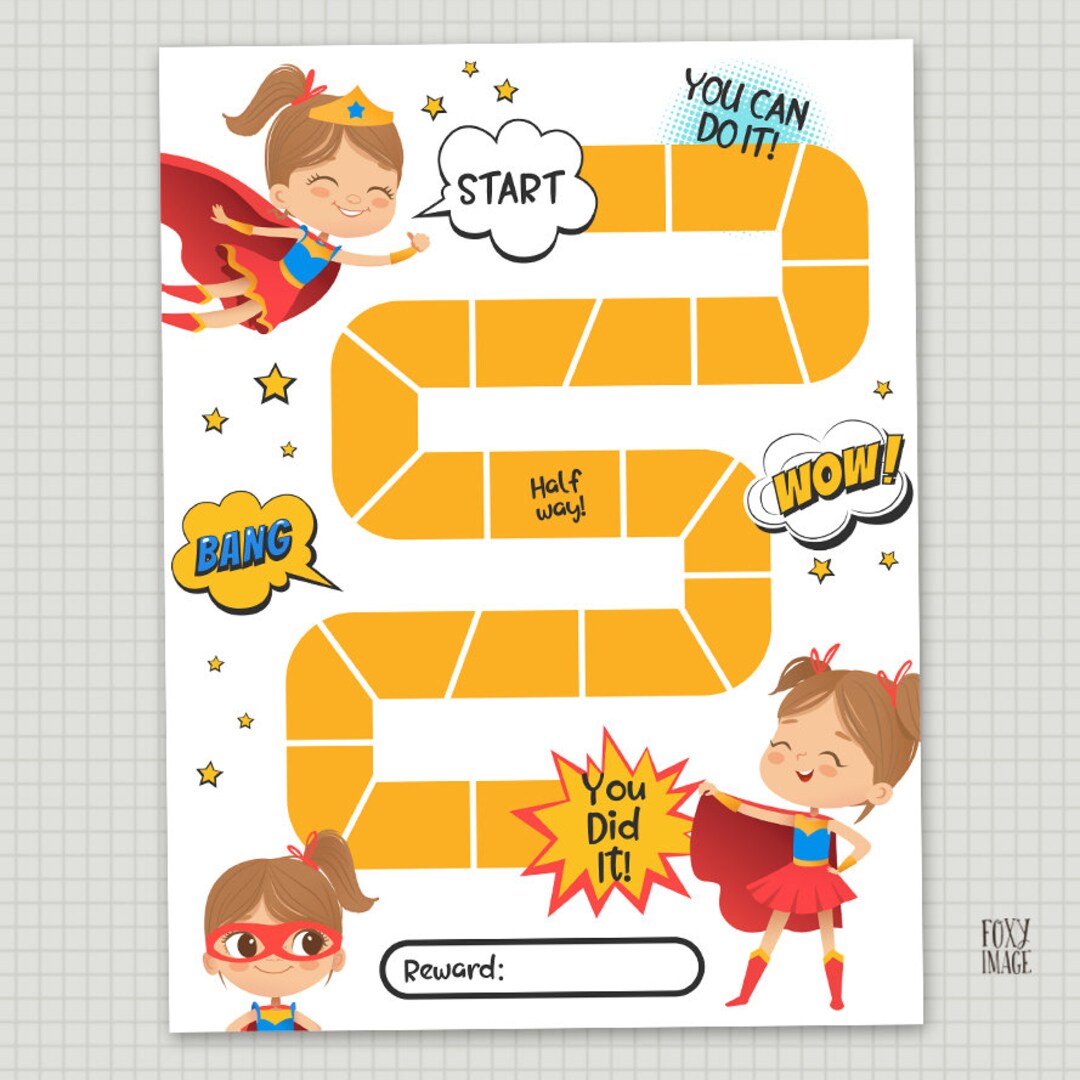 Super Hero Girl Reward Chart, Behaviour Chart for Kids, Printable Kids ...