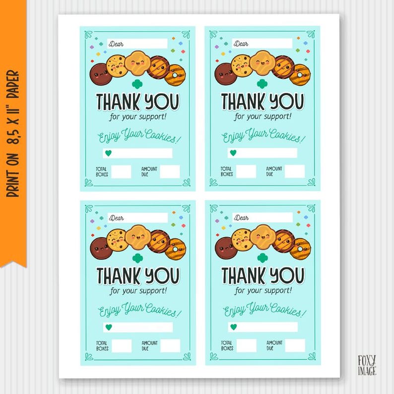 Thank You Cookie Tag – Printable Treat Labels for Cookie Sale, Cute ...