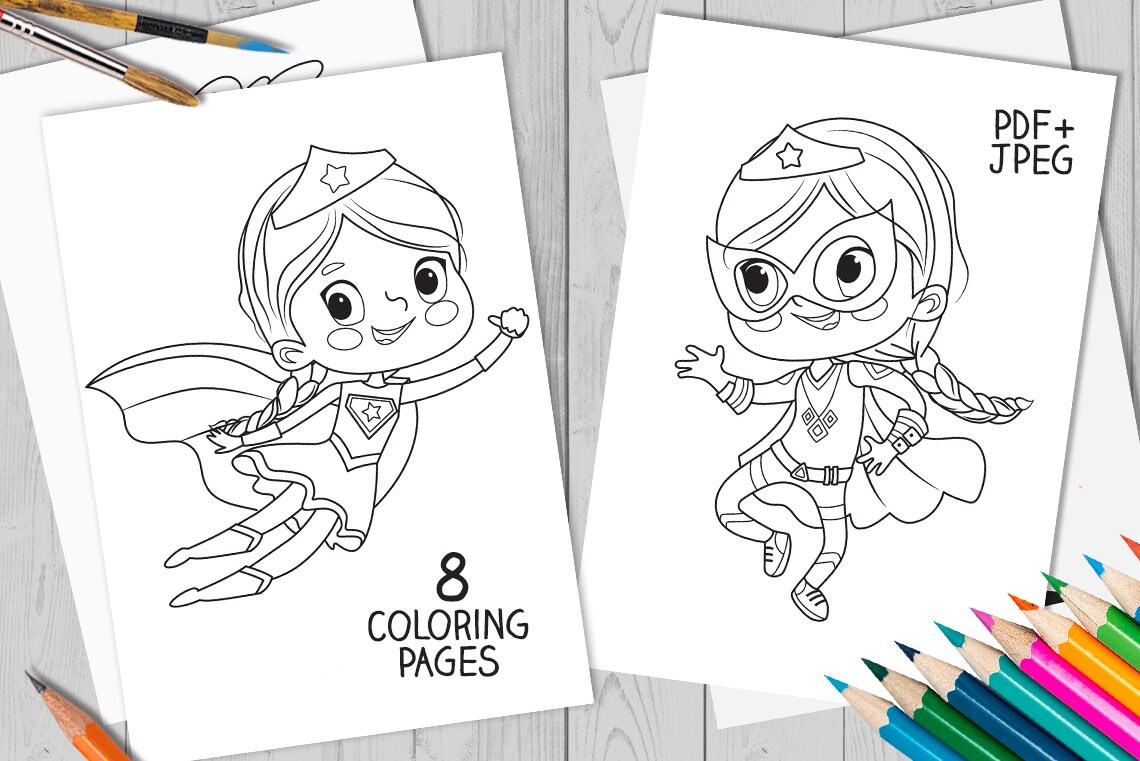Superhero Kids Coloring Pages