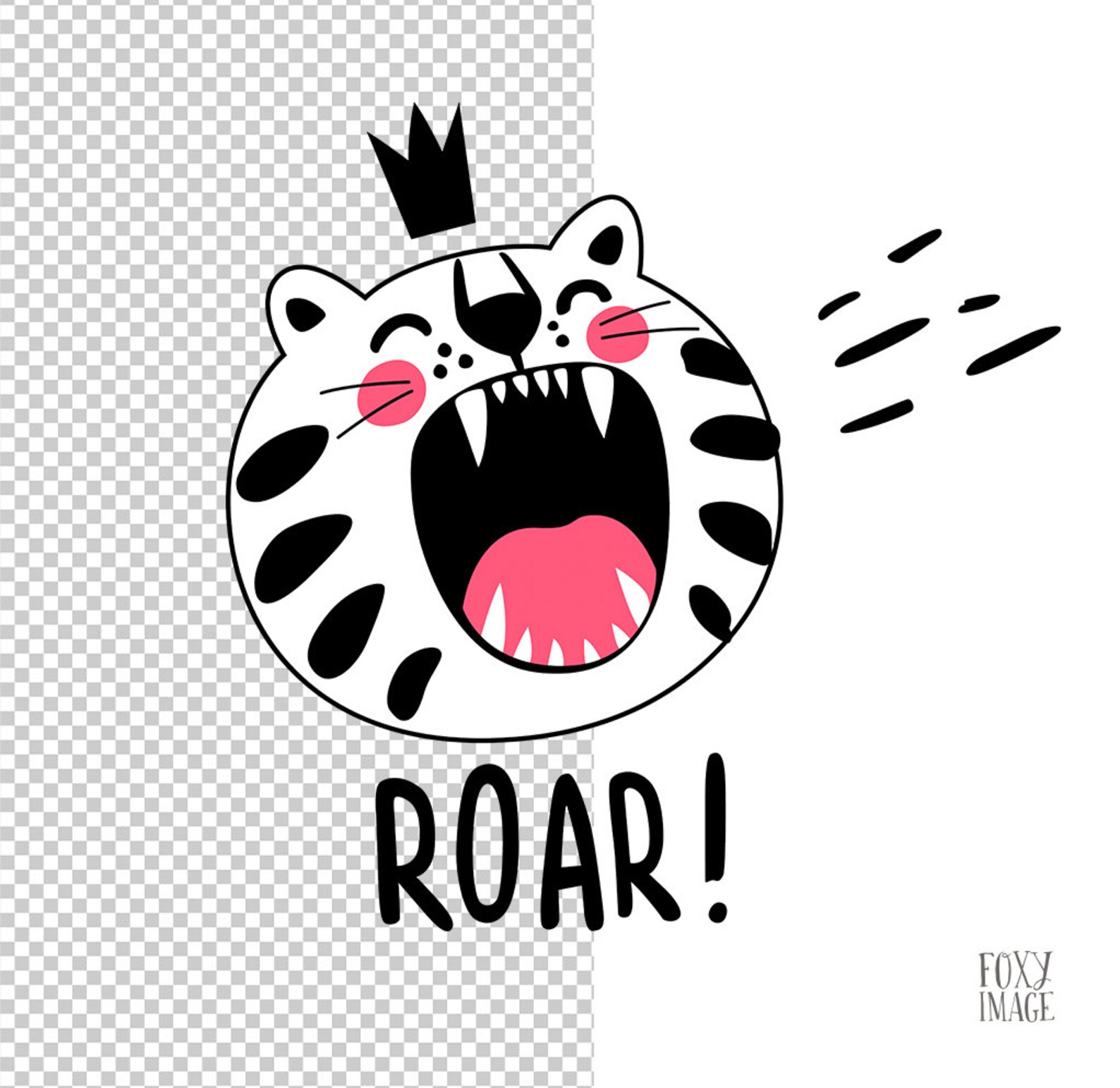 Tiger Clipart Roar Tiger PNG Tiger Head SVG Cute Little - Etsy