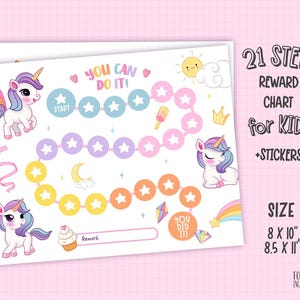 Printable Unicorn Reward Chart, Unicorn Potty Chart, Toddler ...