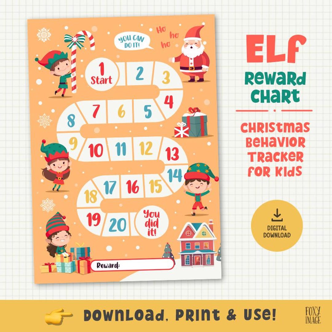 Christmas Reward Chart – Kids Behavior Tracker Printable – Daily Elf ...