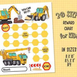 Printable Building Machines Reward Chart, Excavator Behavior Chart ...