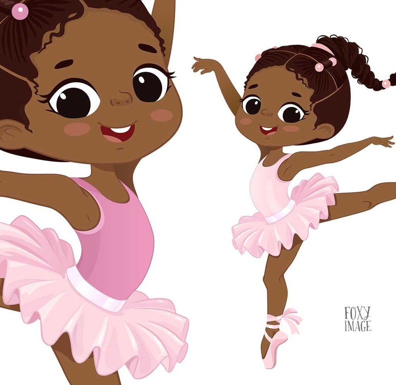 Ballerina Clipart, Little Ballet Characters, African-american ...