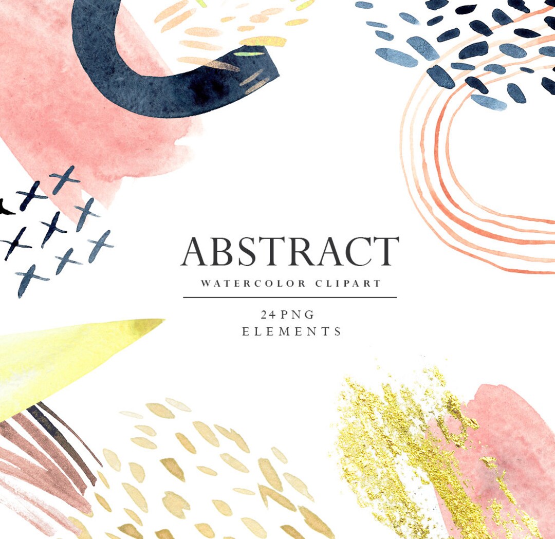 Watercolor Abstract Background, Geometric Shapes, Gold Glitter, Brush ...