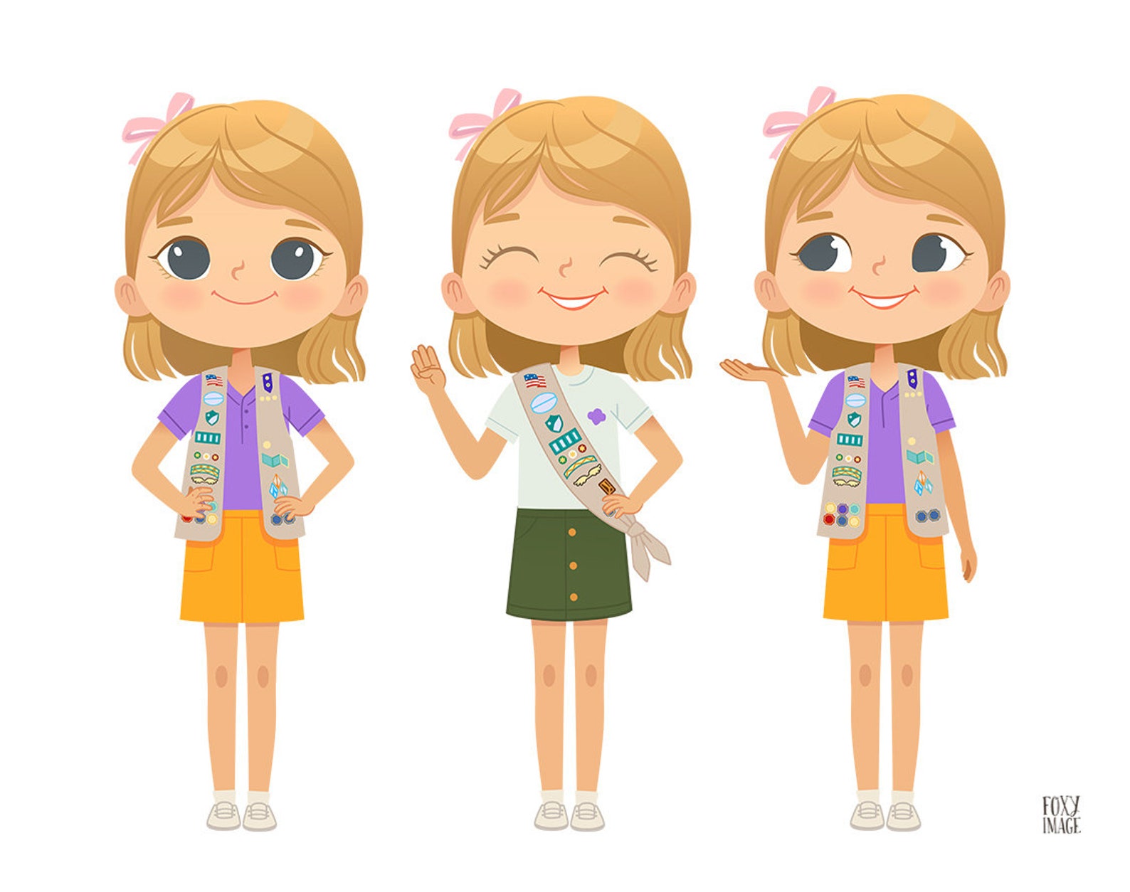 Cadette Scout Clipart, Blond Girl, Troop Graphics (digital Download) - Etsy