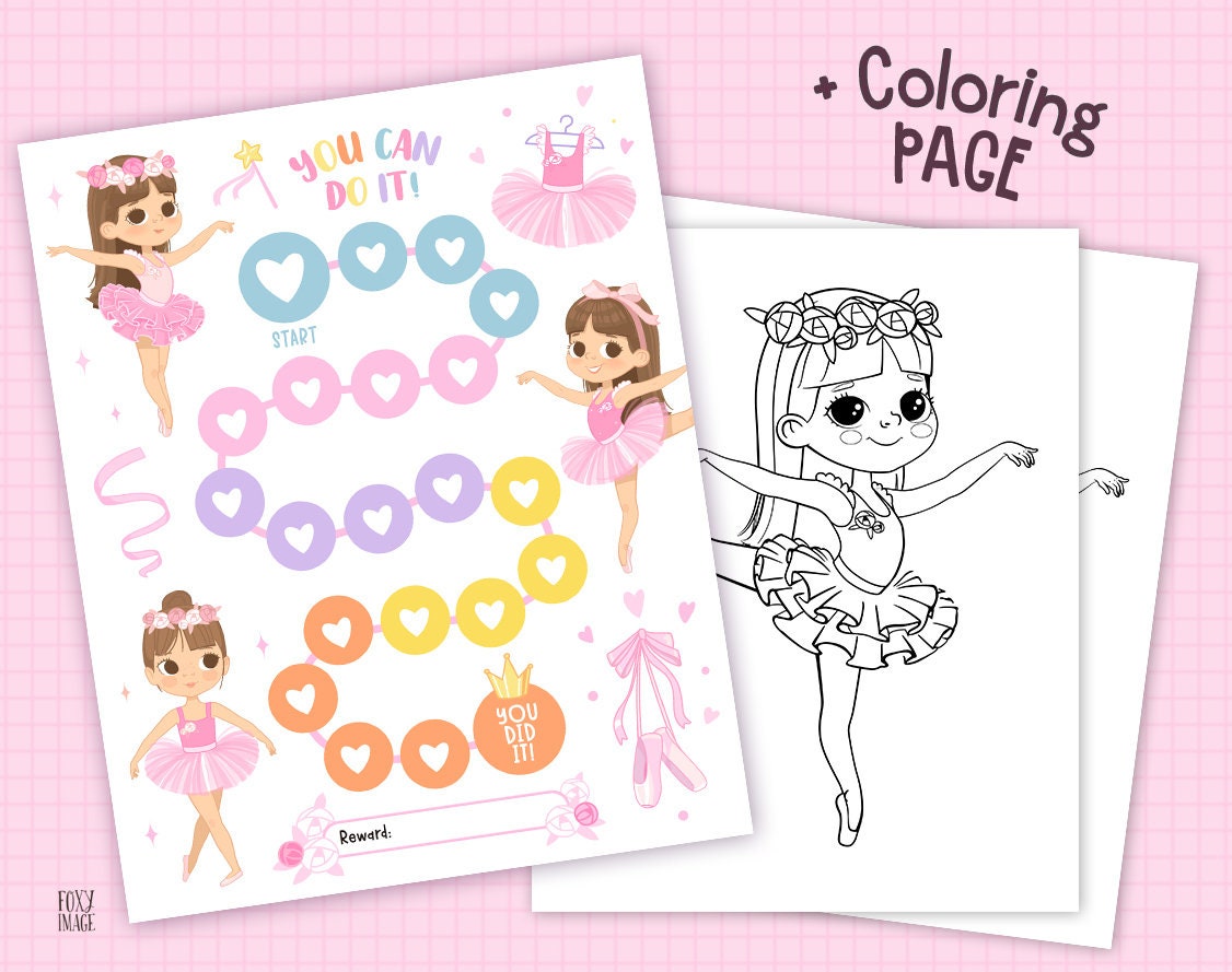 Printable Ballerina Reward Chart, Ballerina Behavior Chart, Toddler ...