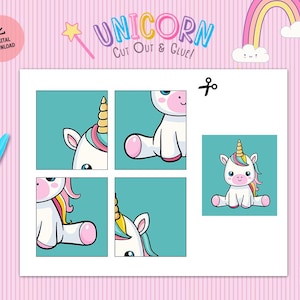 Unicorn Cut and Glue Worksheets, Unicorn Cut and Glue Preschool ...