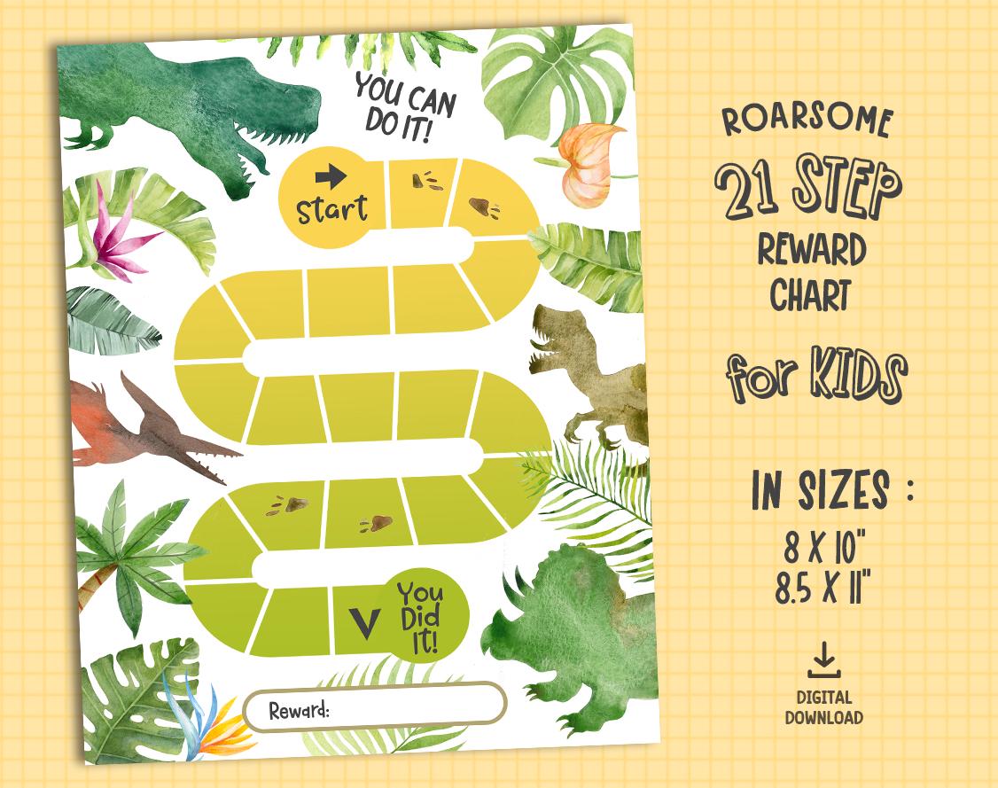 Dinosaur Reward Chart for Kids, Printable Behavior Chart, Toddler ...