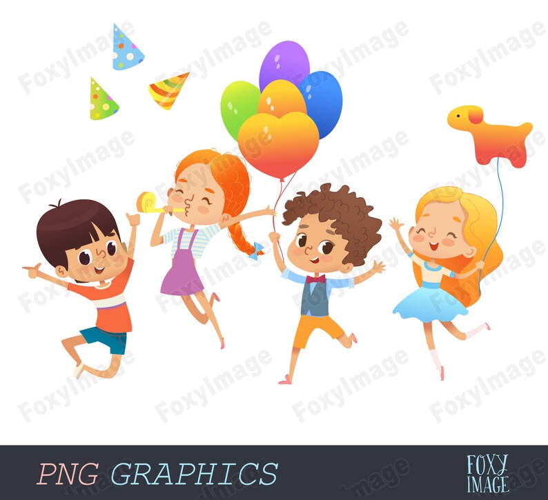 Birthday Party Characters Set 1, PNG Clipart, Birthday Party Clipart ...
