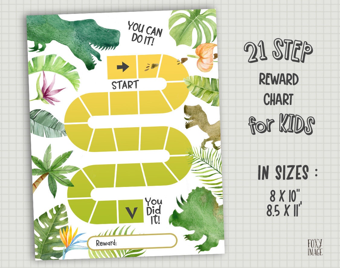 Printable Dinosaur Reward Chart, Dinosaur Behavior Chart, Toddler ...