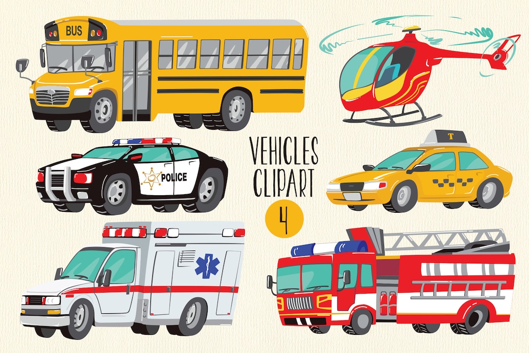 Emergency Clipart | Fire Truck | Taxi | Police Car| Ambulance | School ...