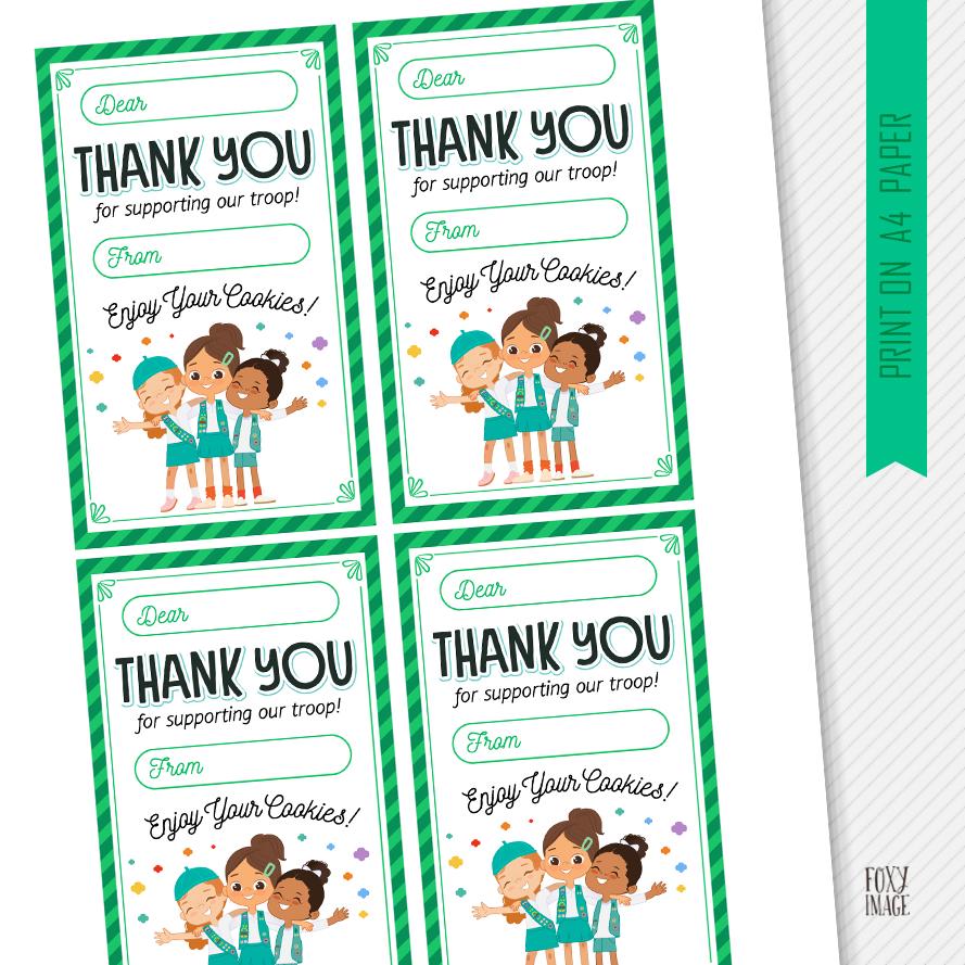Scout Cookie Thank You Card, Thank You Tags Delivery, Daisy Brownie ...