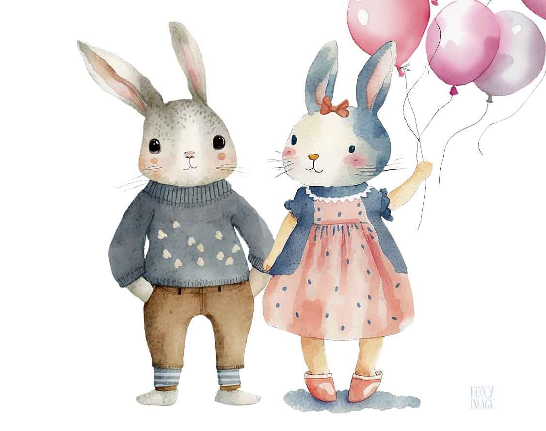Easter Bunny Clipart, Bunny PNG Clipart, Boy and Girl, Little Bunny ...