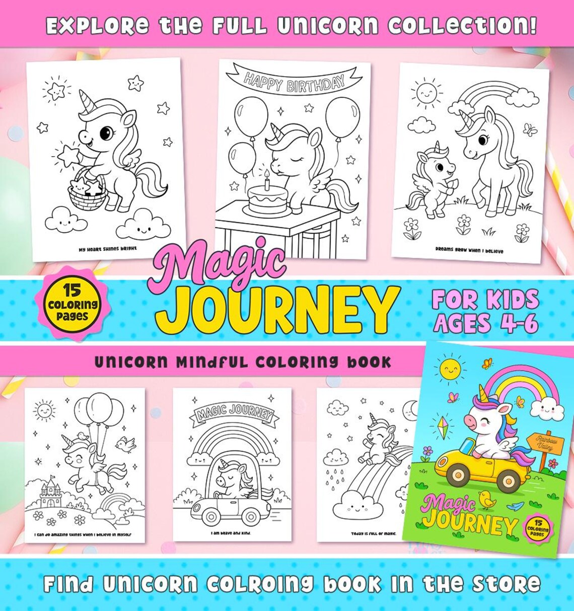 Personalized Unicorn Birthday Coloring Pages • Custom Name & Age ...