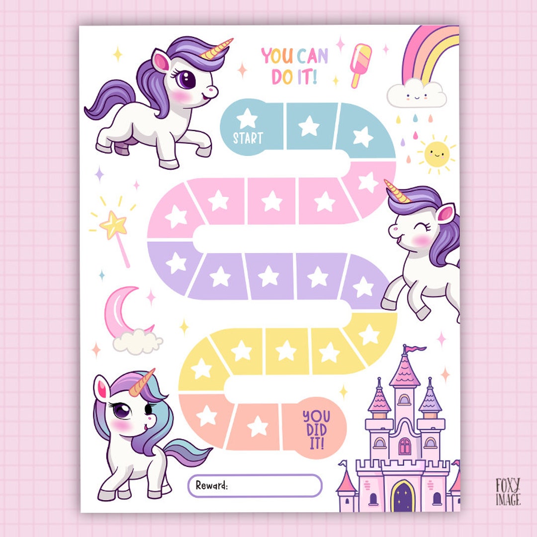 Printable Unicorn Reward Chart, Unicorn Behavior Chart, Toddler ...