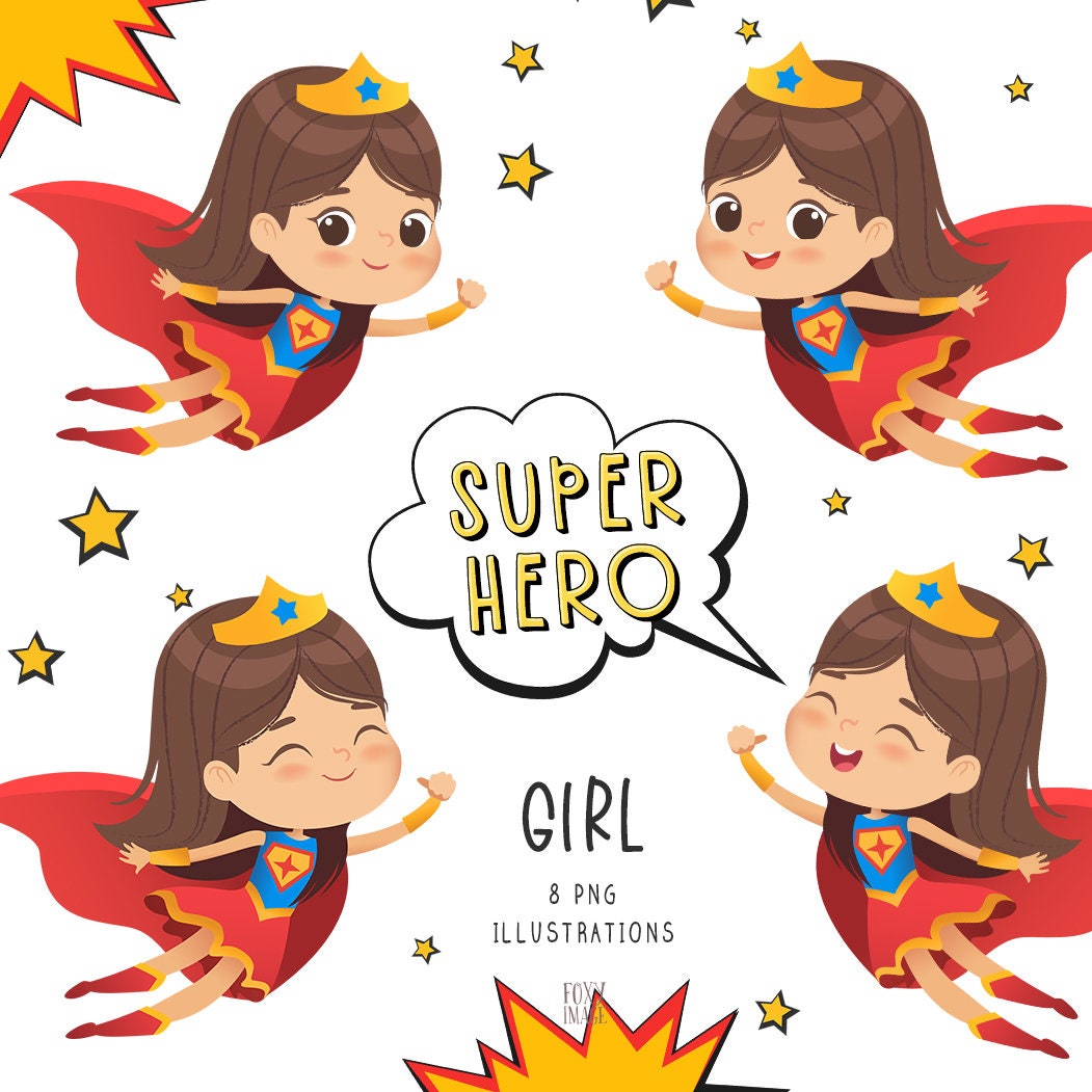 Super Hero, Super Hero PNG Clipart, Brown Hair Girl, Super Hero Party ...