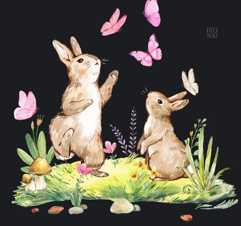 Watercolor Bunny, Baby Bunny PNG Clipart, Little Rabbit, Watercolor ...