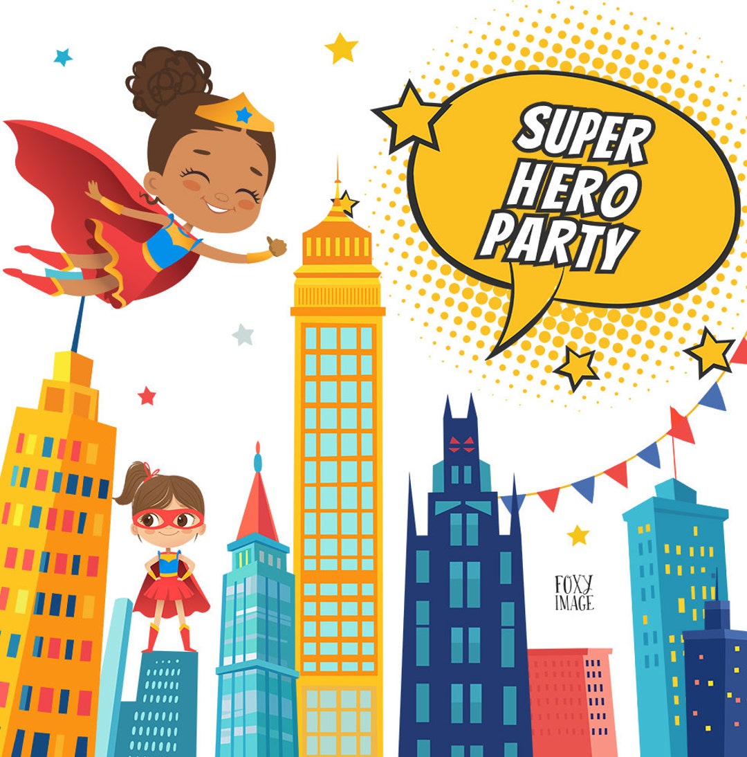 City Skyline Clipart, Superhero Buildings , Comic Book Clipart ...