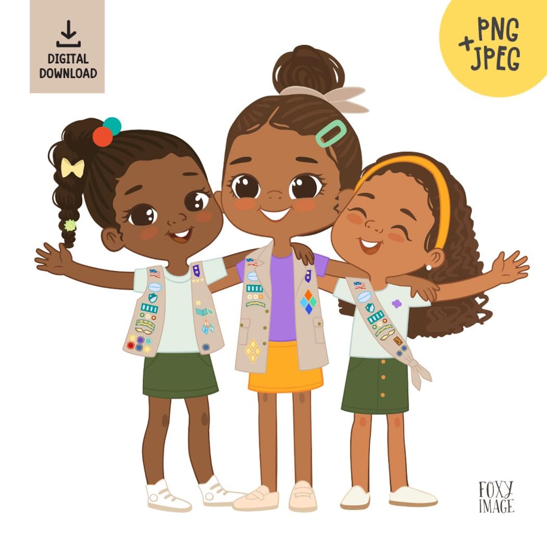 Cadette Scouts Clip Art, Happy Scout Girls, PNG Scout Art, Cadette ...