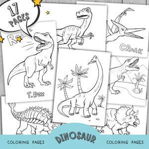 Dinosaur Coloring Pages for Preschool Kids and Adults, Dinosaur Party ...
