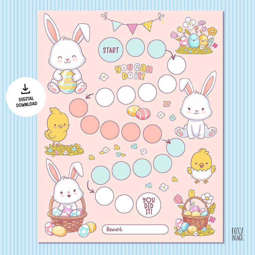Pink Easter Bunny Reward Chart – Cute Printable Tracker for Toddlers ...