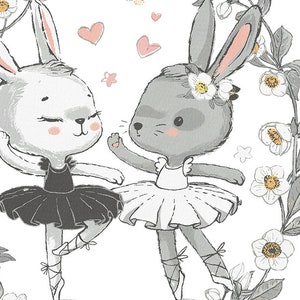White and Grey Ballerina Rabbits, Dancing Bunny PNG Clipart, Little ...
