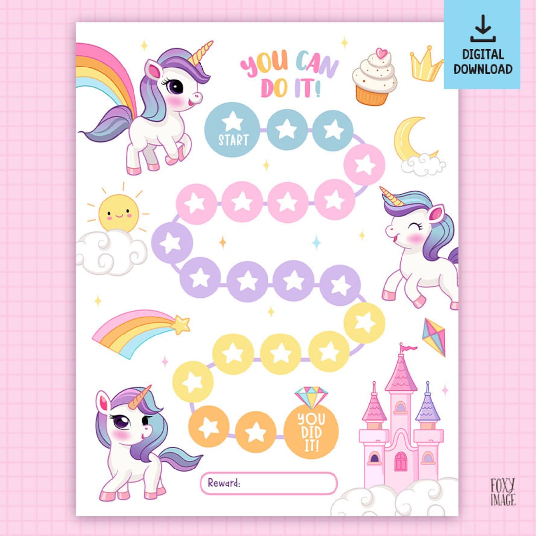 Printable Unicorn Reward Chart, Unicorn Behavior Chart, Toddler ...