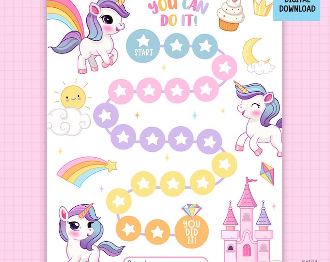 Unicorn Potty Training Chart for Kids | Printable Unicorn Reward Chart ...