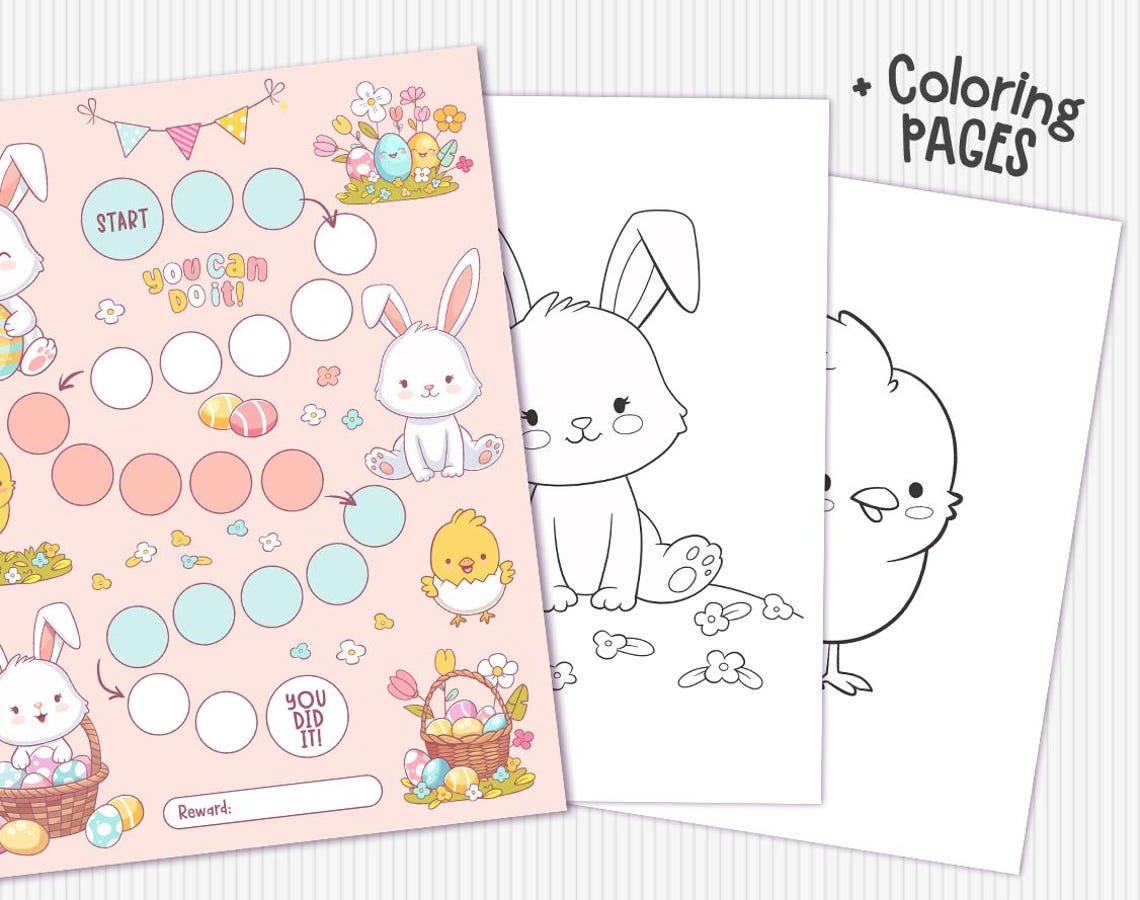 Pink Easter Bunny Reward Chart – Cute Printable Tracker for Toddlers ...