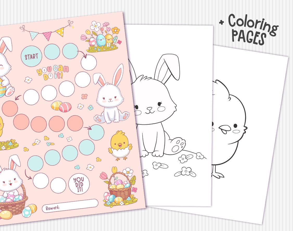 Pink Easter Bunny Reward Chart – Cute Printable Tracker for Toddlers ...