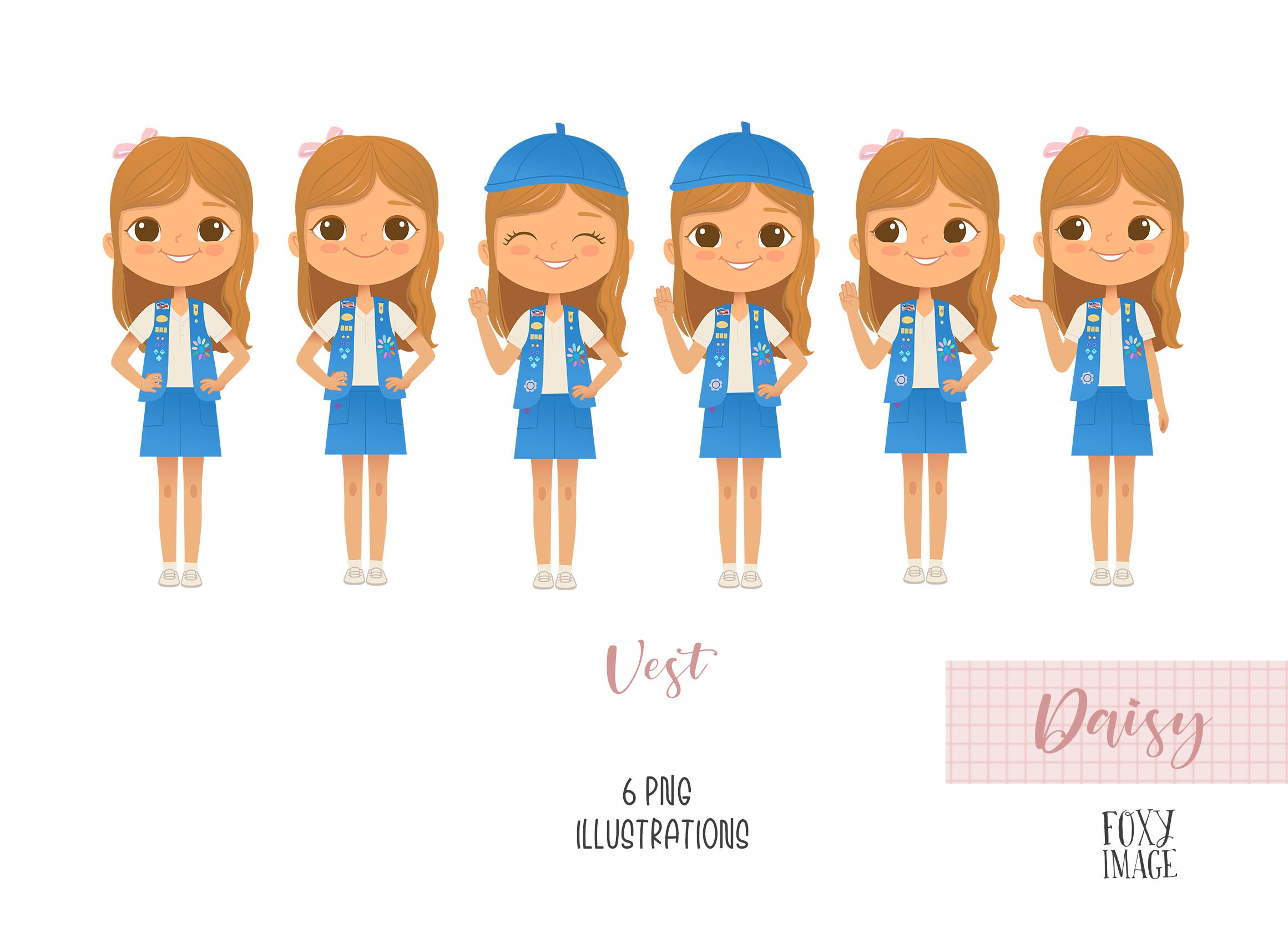 Daisy Blond Girl Clip Art, Happy Scouts, Scout Graphics, PNG Scout Art ...