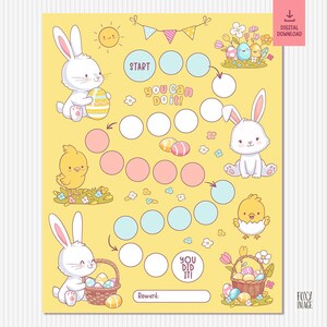 Yellow Bunny Potty Training Chart – Spring Motivational Tracker for ...