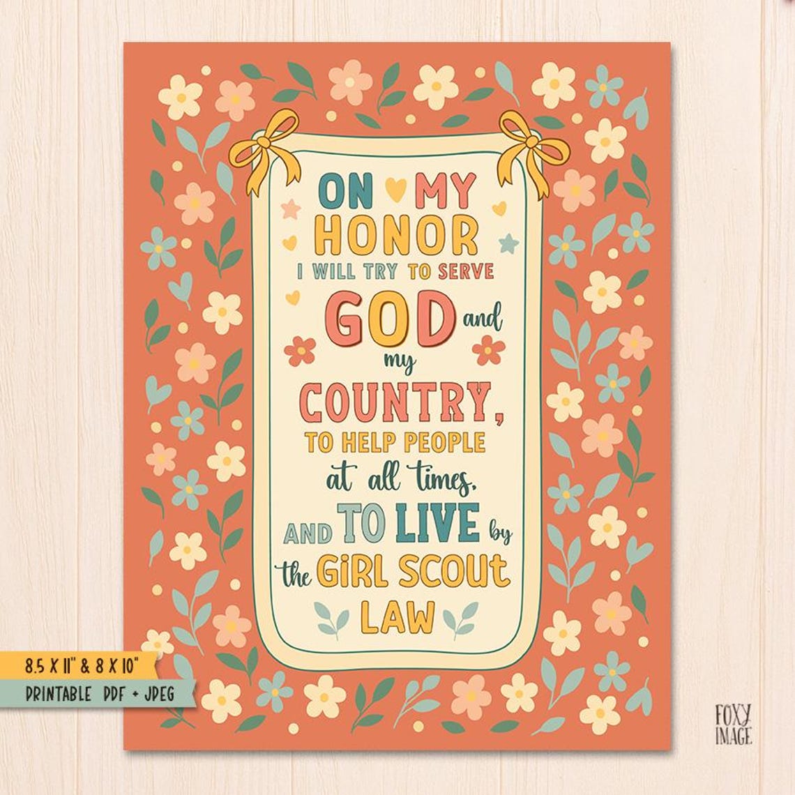 Scout Promise and Law Poster Set | Scout Printable Wall Art | Troop ...