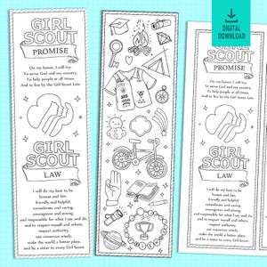 Printable Girl Scout Promise and Law Bookmark, Daisy, Brownie, Junior ...