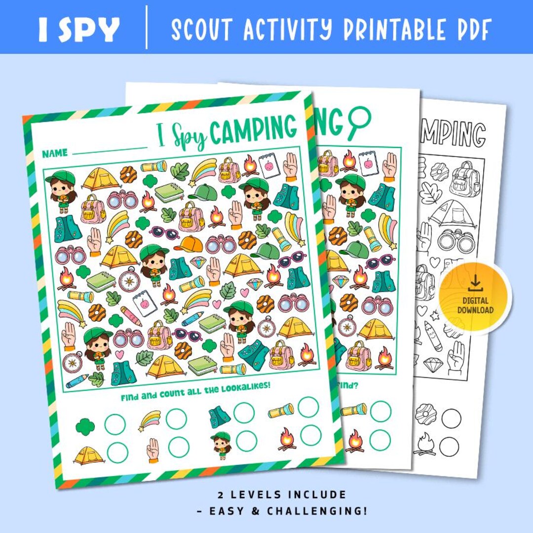 Scout I Spy Game for Kids – Camping Activity Printable PDF • Find ...
