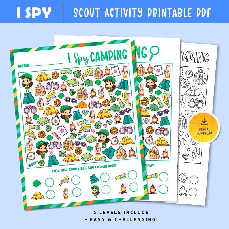 Scout I Spy Game for Kids – Camping Activity Printable PDF • Find ...