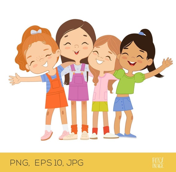 Group Of Girl Friends Clipart