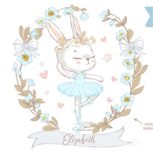 White Ballerina Bunny, Dancing Bunny PNG Clipart, Little Bunny in Blue ...